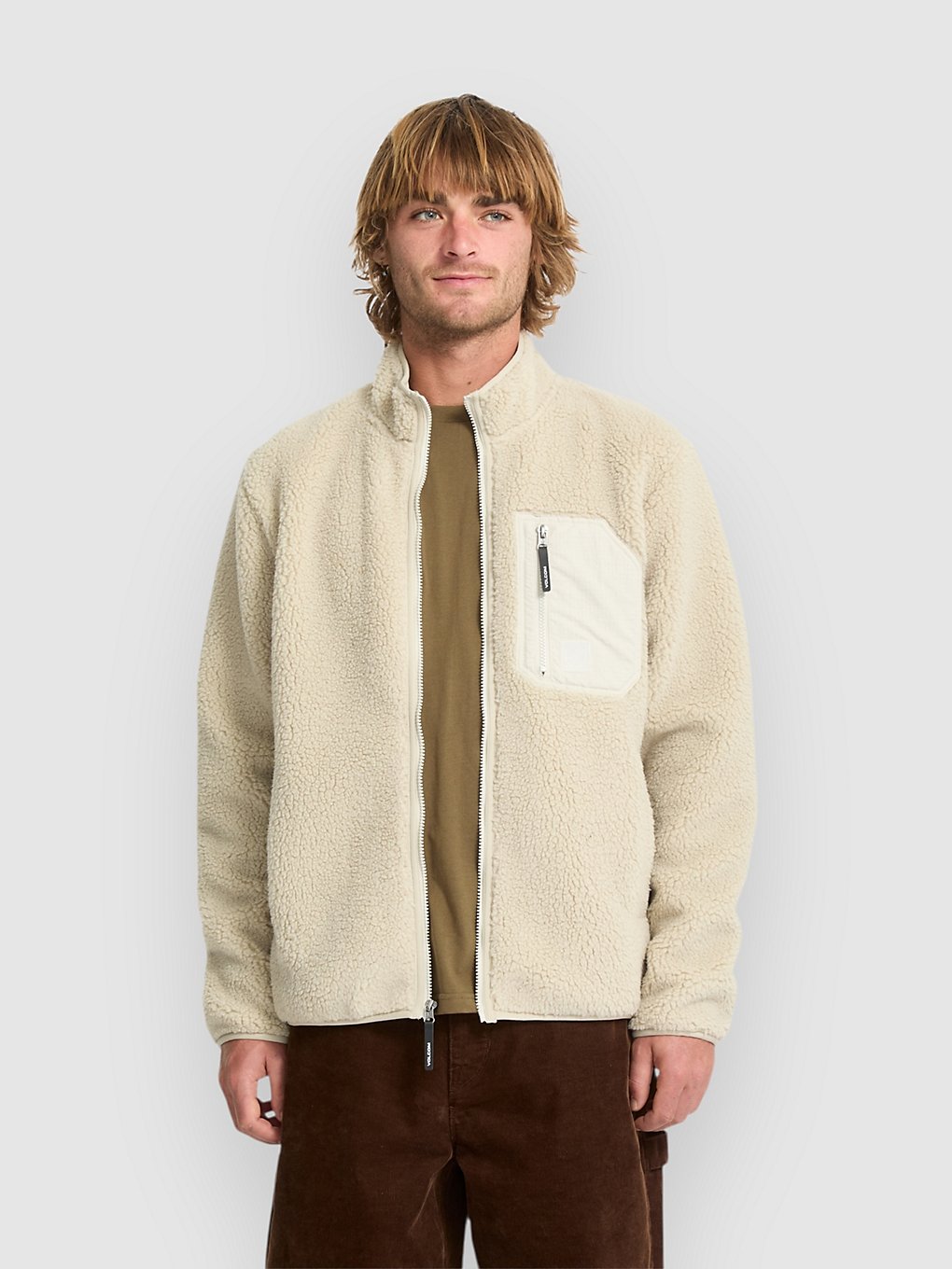 Volcom Muzzer Fuzzar Zip Hoodie stone - 4forty.co.uk
